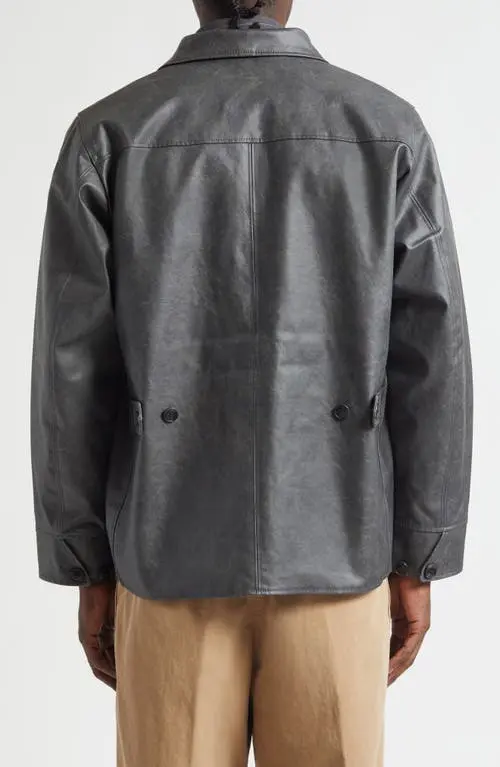 BEAMS Aged Faux Leather Car Coat