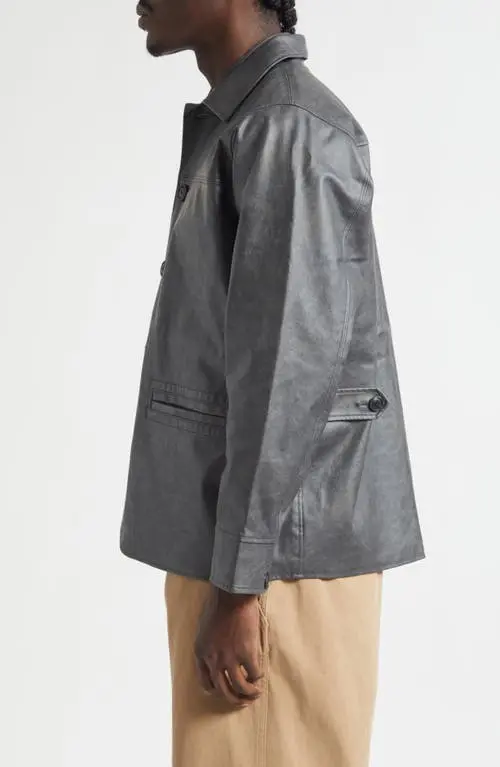 BEAMS Aged Faux Leather Car Coat