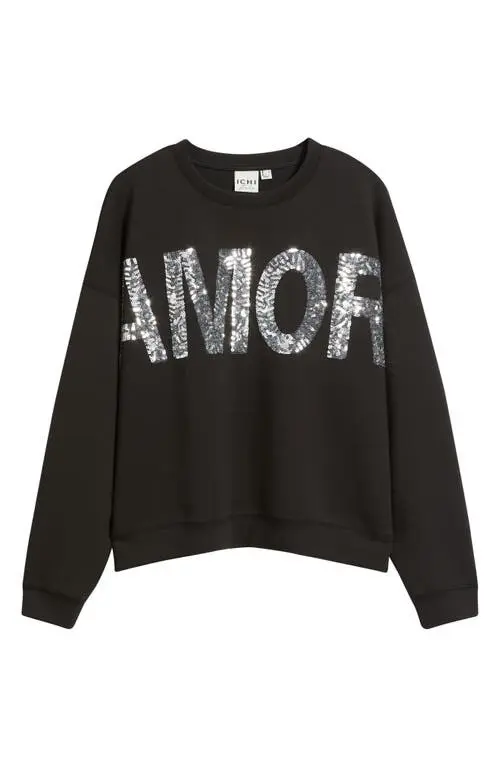 ICHI Sequined Appliqué Sweatshirt