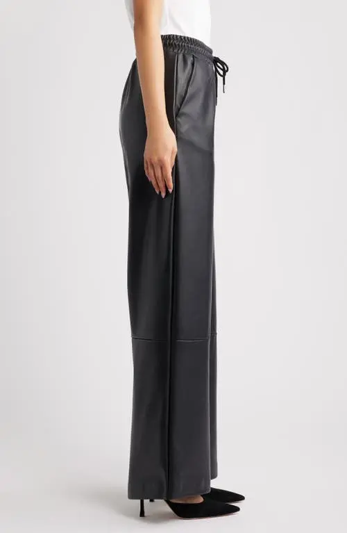 ICHI Ihzoma Faux Leather Wide-leg Pants