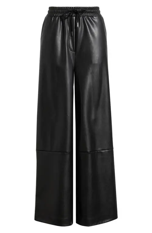 ICHI Ihzoma Faux Leather Wide-leg Pants
