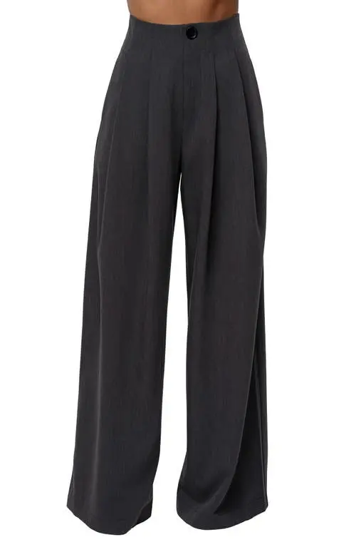 JLUXLABEL Pleated Wide-leg Pants - Gray