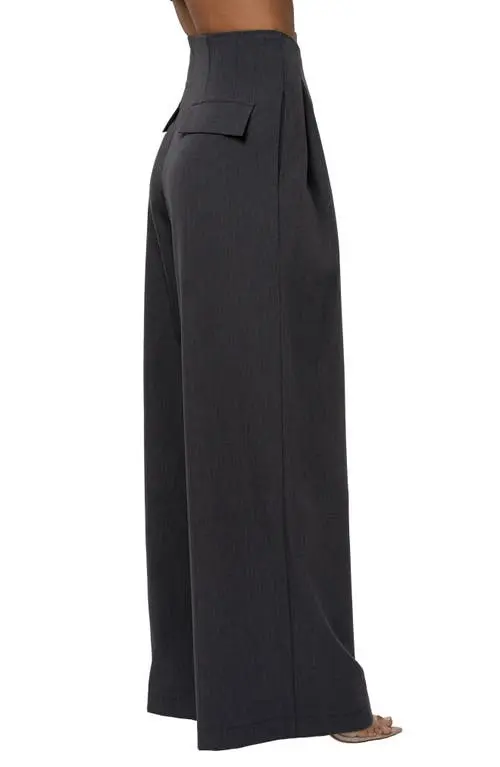 JLUXLABEL Pleated Wide-leg Pants - Gray