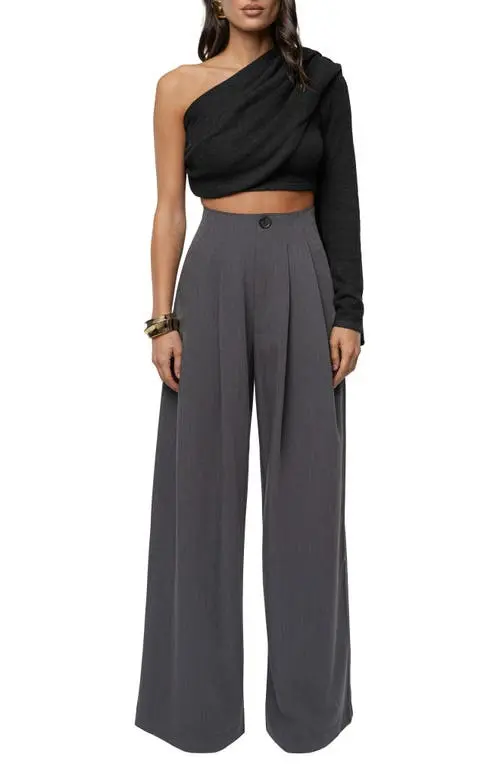 JLUXLABEL Pleated Wide-leg Pants - Gray