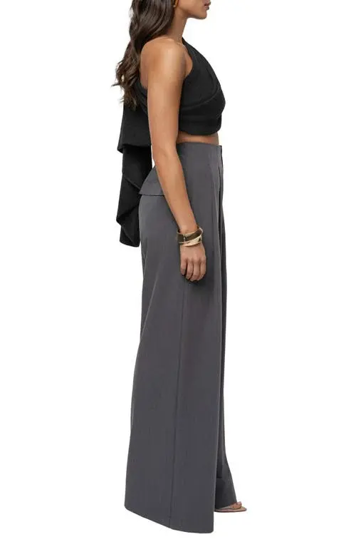 JLUXLABEL Pleated Wide-leg Pants - Gray