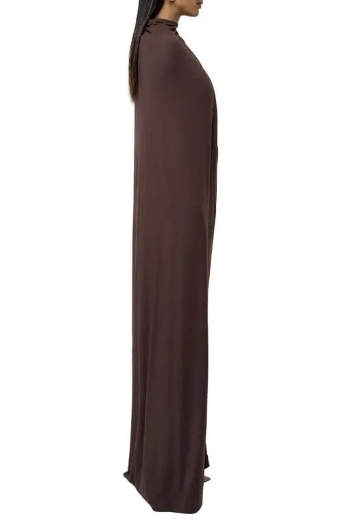 JLUXLABEL Draped Long Sleeve Gown - Brown