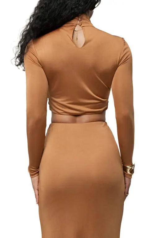 JLUXLABEL Slinky Crop Satin Top - Copper