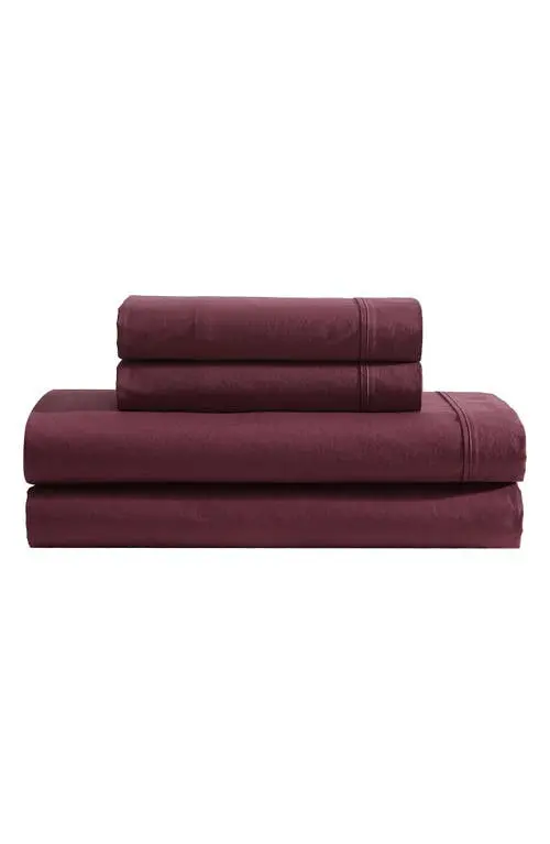 Calvin Klein Garment Washed Cotton Percale 200 Thread Count Sheet Set - Dark Red