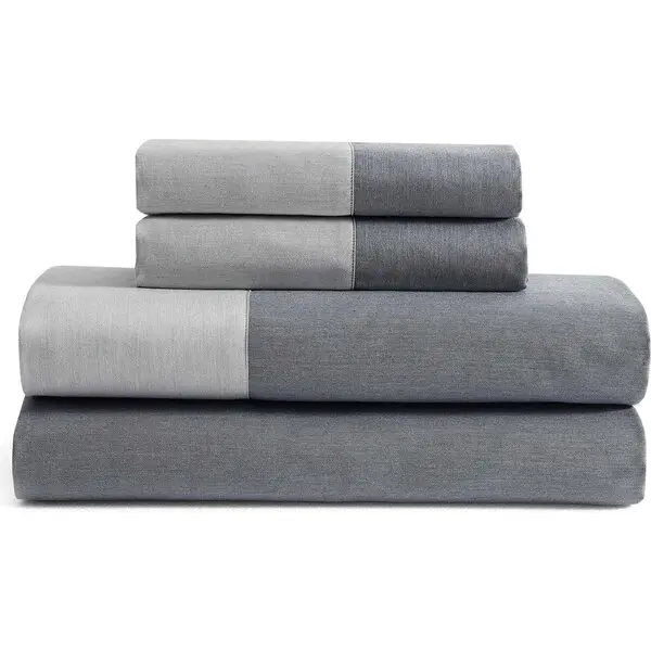 Calvin Klein Contrast Weave 300 Thread Count Sheet Set - Light/medium Blue