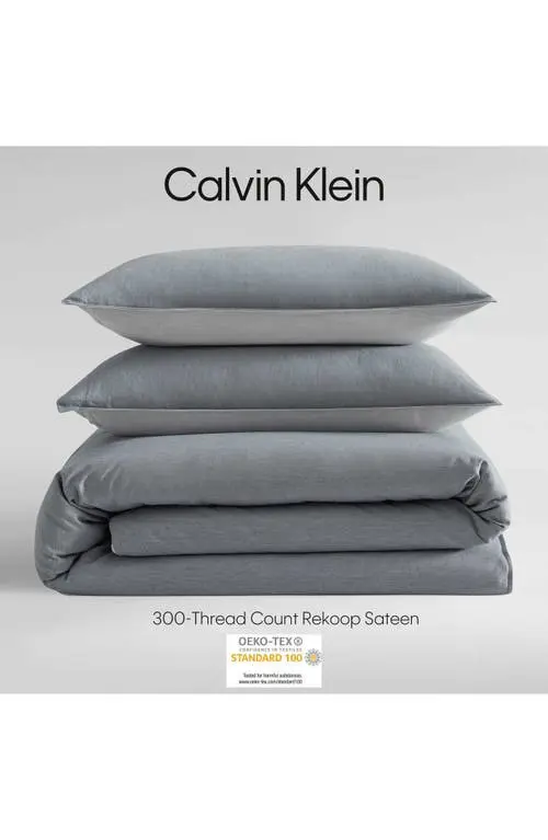 Calvin Klein Contrast Weave Duvet Cover & Shams Set - Light/medium Blue