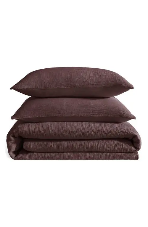 Calvin Klein Washed Texture Duvet Cover & Shams Set - Dark Brown