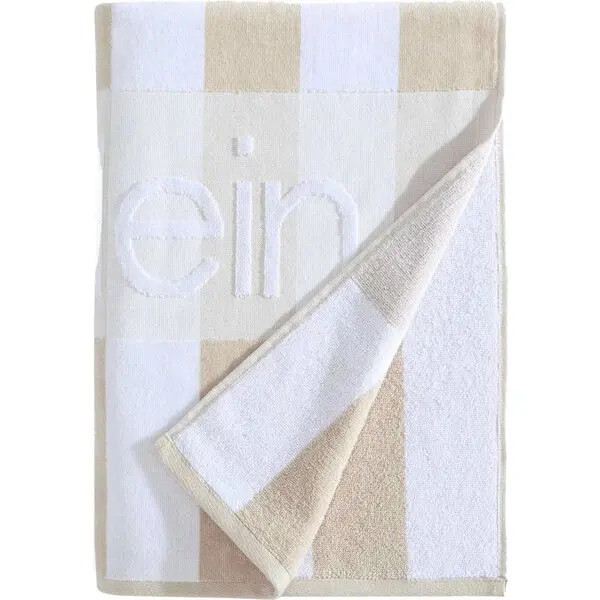 Calvin Klein Logo Stripe 2-piece Beach Towel Set - Medium Beige