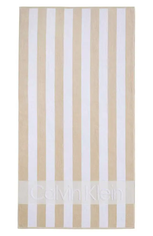 Calvin Klein Logo Stripe 2-piece Beach Towel Set - Medium Beige