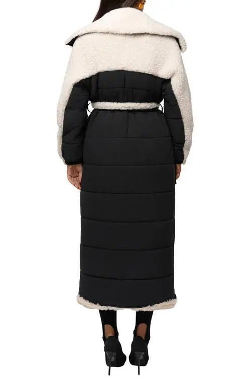 JLUXLABEL Quilted Longline Coat With Fleece Lining