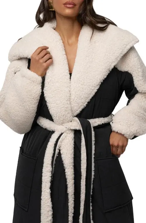 JLUXLABEL Quilted Longline Coat With Fleece Lining