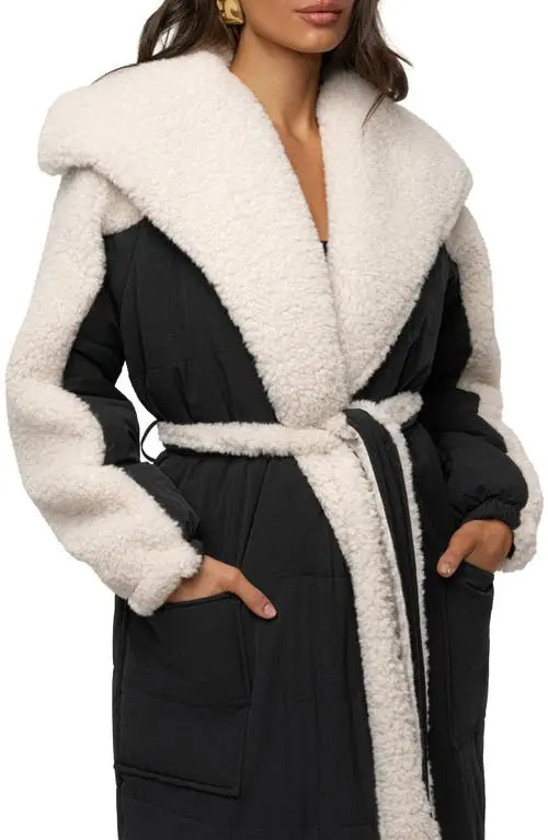 JLUXLABEL Quilted Longline Coat With Fleece Lining