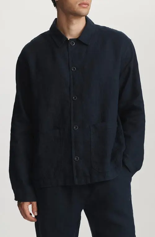 MAVI Relaxed Fit Linen Button-up Shirt - Dark Sapphire