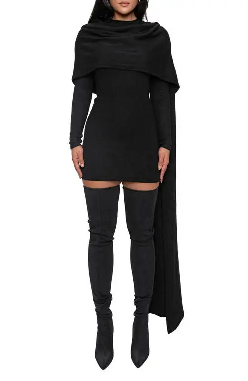 JLUXLABEL Long Sleeve Scarf Body-con Mini Dress