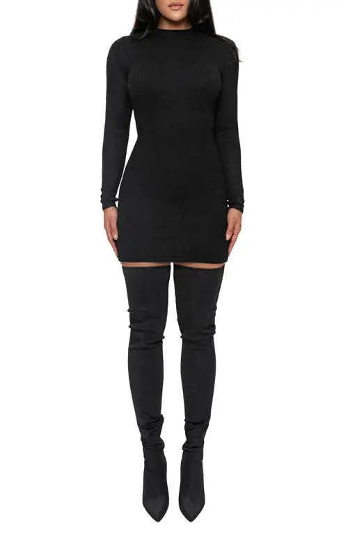 JLUXLABEL Long Sleeve Scarf Body-con Mini Dress
