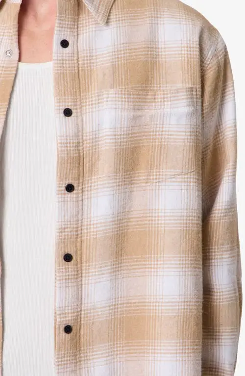 Mnml Oversize Plaid Double Layered Cotton Flannel Snap-up Overshirt