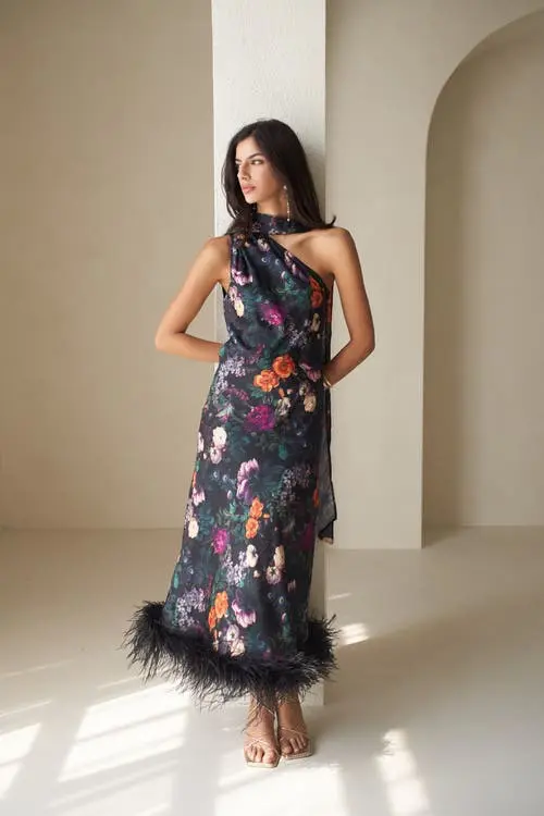 VASILIKI Liya Cannes One Sleeve Maxi Dress - Black