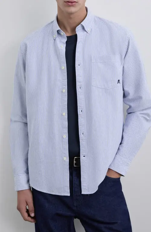 SCALPERS Loose Oxford Bd Shirt - Blue