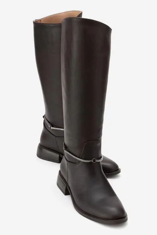 FOREVER & ALWAYS SHOES Ansel Leather Riding Boot - Brown