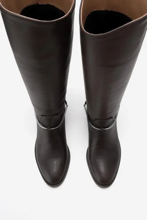 FOREVER & ALWAYS SHOES Ansel Leather Riding Boot - Brown