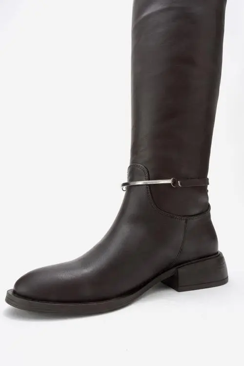 FOREVER & ALWAYS SHOES Ansel Leather Riding Boot - Brown