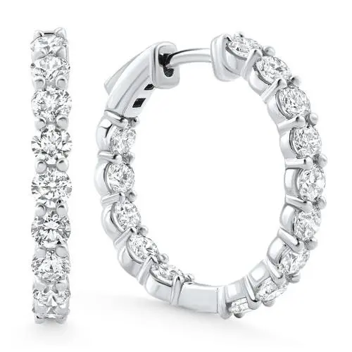 BLISS DIAMOND 3ct Diamond Lab Grown Inside Outside Hoop Earrings - 14k White Gold