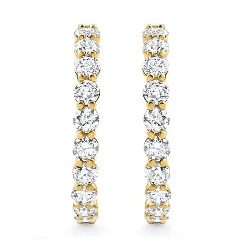 BLISS DIAMOND 3ct Diamond Lab Grown Inside Outside Hoop Earrings - 14k Yellow Gold