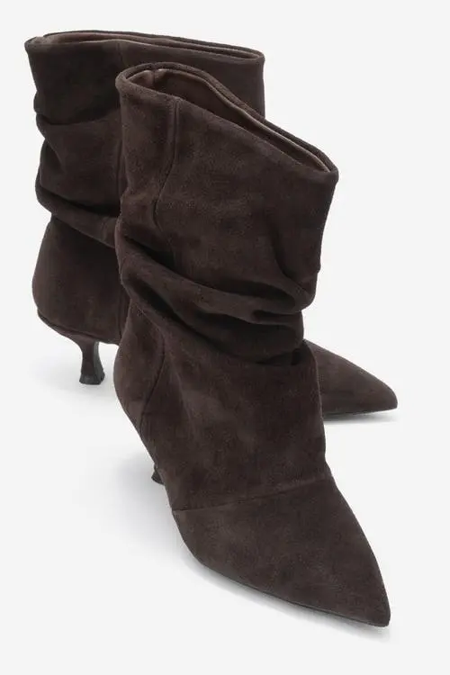 FOREVER & ALWAYS SHOES Balei Leather Pointed Toe Boot - Brown Suede