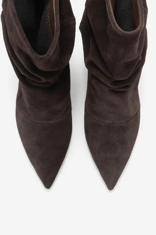 FOREVER & ALWAYS SHOES Balei Leather Pointed Toe Boot - Brown Suede
