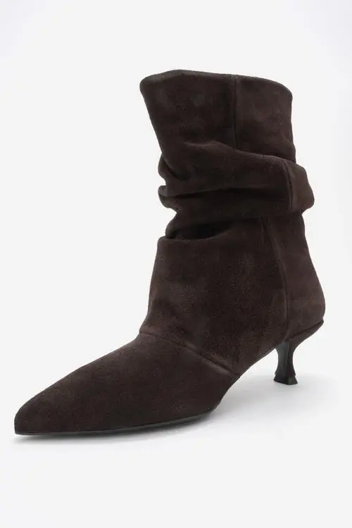 FOREVER & ALWAYS SHOES Balei Leather Pointed Toe Boot - Brown Suede