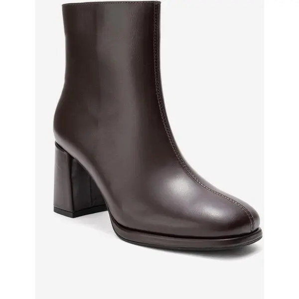FOREVER & ALWAYS SHOES Napoli Leather Block Heel Boot - Brown