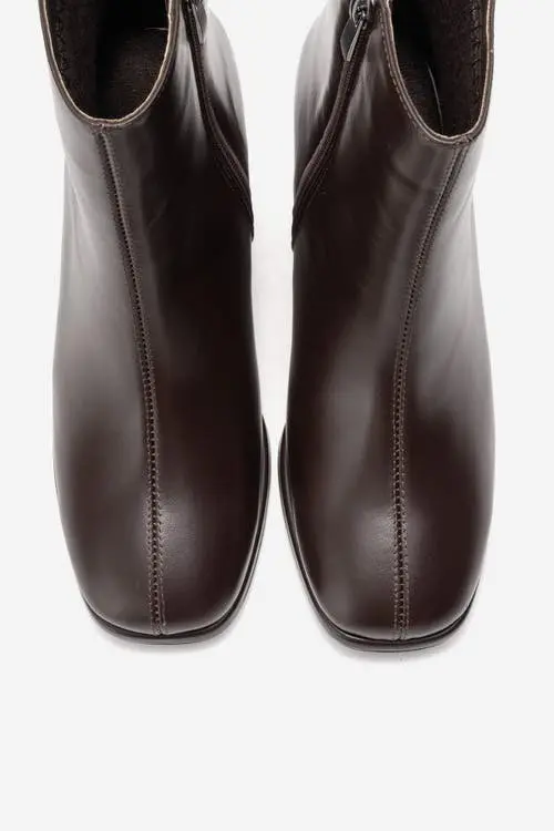 FOREVER & ALWAYS SHOES Napoli Leather Block Heel Boot - Brown