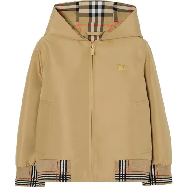 Burberry Check Trim Hooded Jacket