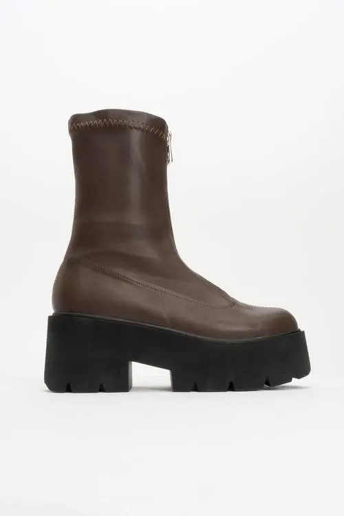 PROLOGUE SHOES Ovil Platform Zip Boot - Brown