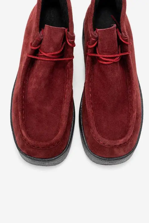 FOREVER & ALWAYS SHOES Melia Leather Platform Boot - Burgundy Suede