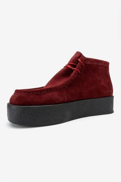 FOREVER & ALWAYS SHOES Melia Leather Platform Boot - Burgundy Suede