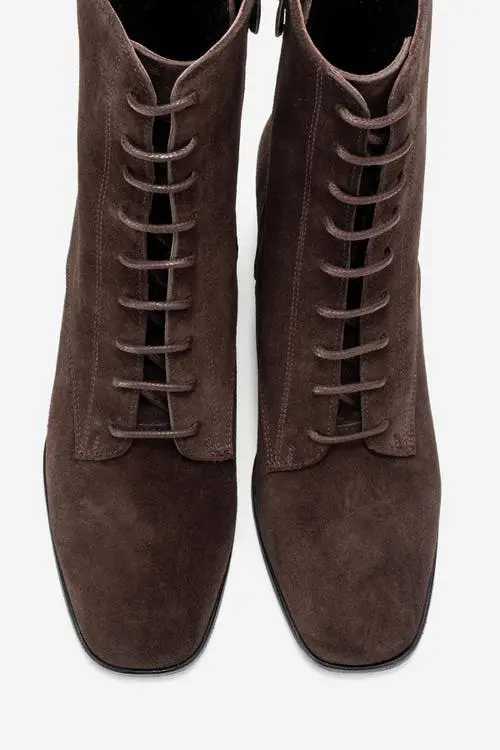 FOREVER & ALWAYS SHOES Sydy Leather Lace-up Boots - Brown Suede