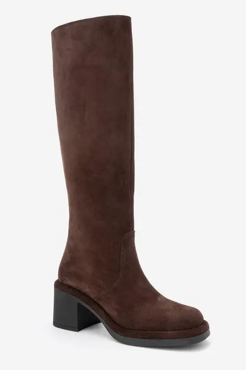 FOREVER & ALWAYS SHOES Leather Knee High Boots - Brown Suede