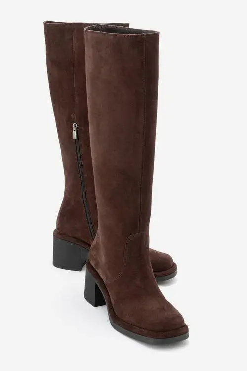 FOREVER & ALWAYS SHOES Leather Knee High Boots - Brown Suede