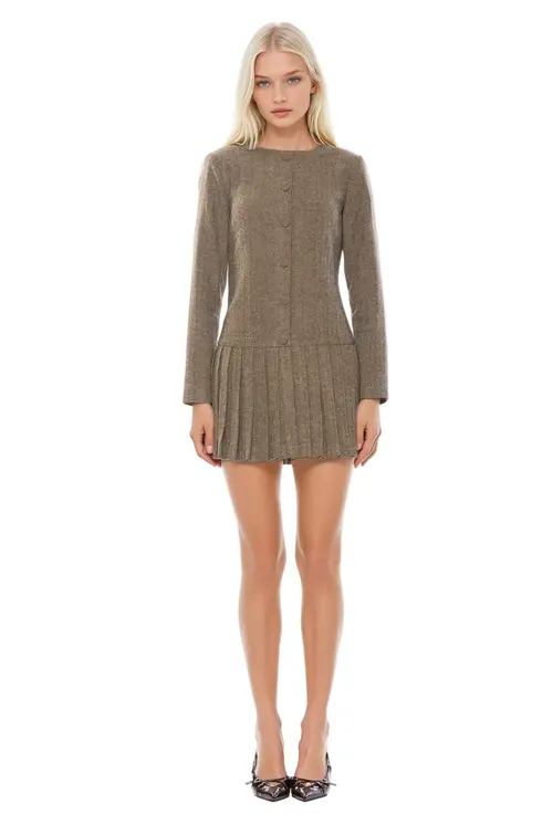 ALEXIA ADMOR Ellis Tweed Mini Dress - Herringbone