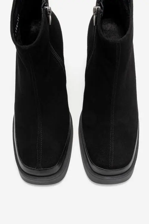 FOREVER & ALWAYS SHOES Livia Leather Wedge Ankle Boots - Black
