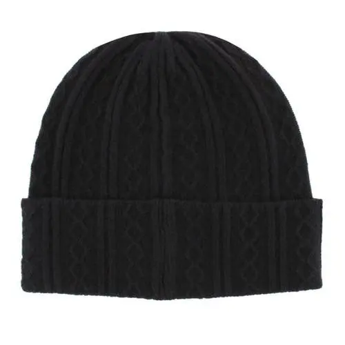 Trafalgar The Windsor Merino Wool Cable Knit Beanie - Black