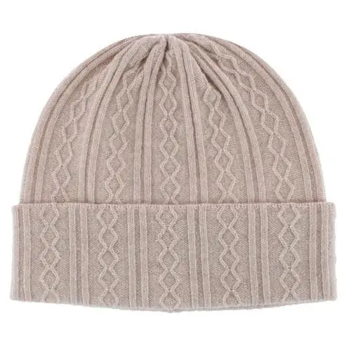 Trafalgar The Windsor Merino Wool Cable Knit Beanie - Ivory