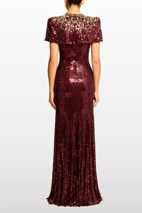 Jenny Packham Sequin-embellished Gown - Cardinal