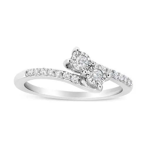 HAUS OF BRILLIANCE 10k Gold 1/4 Cttw Miracle Set Two-stone Diamond Ring - White