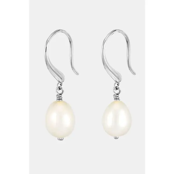 DOWER & HALL White Baroque Pearl Earrings - Sterling Silver